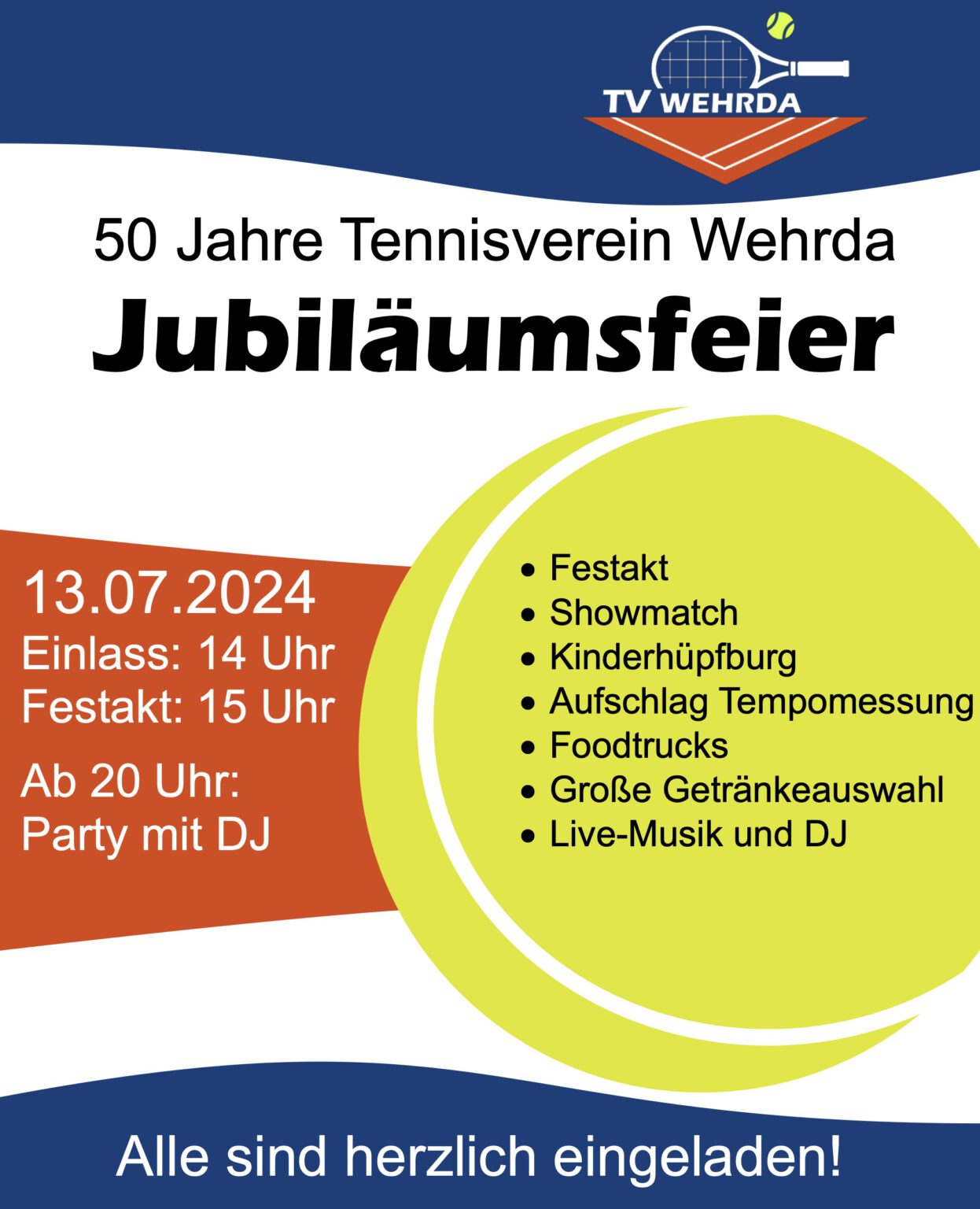 Einladung zur Jubiläumsfeier – TV Wehrda